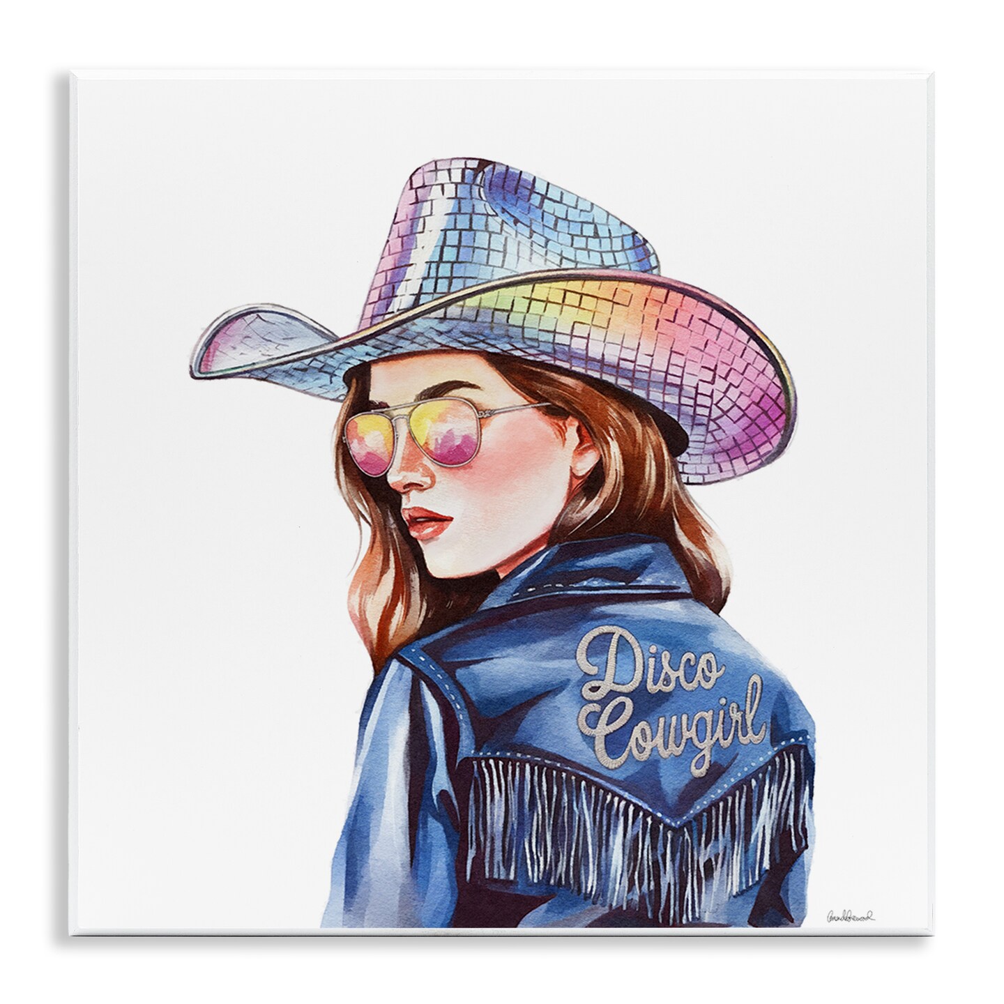 Stupell Industries Disco Cowgirl in Blue Wall Plaque Design by Amanda ...