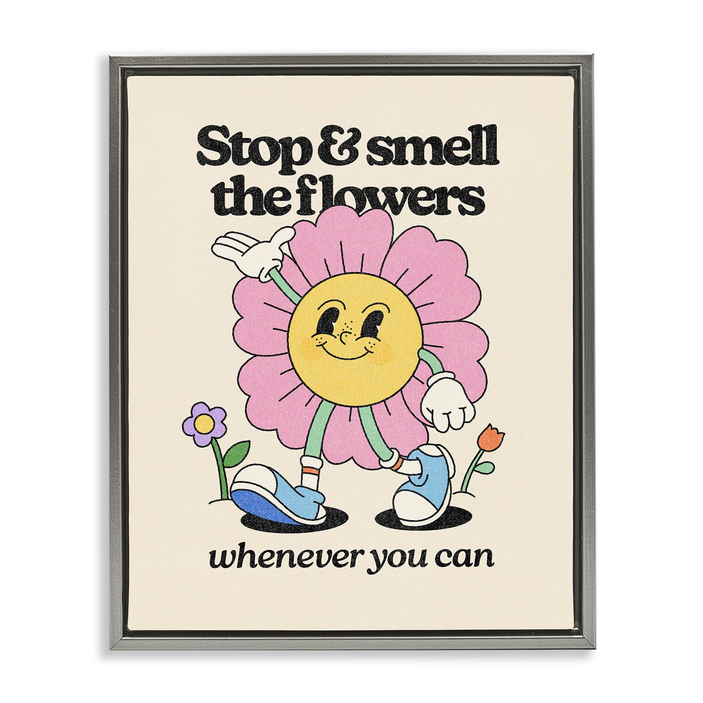 Stupell Industries Vintage Smell The Flowers Floating Frame Design by ...