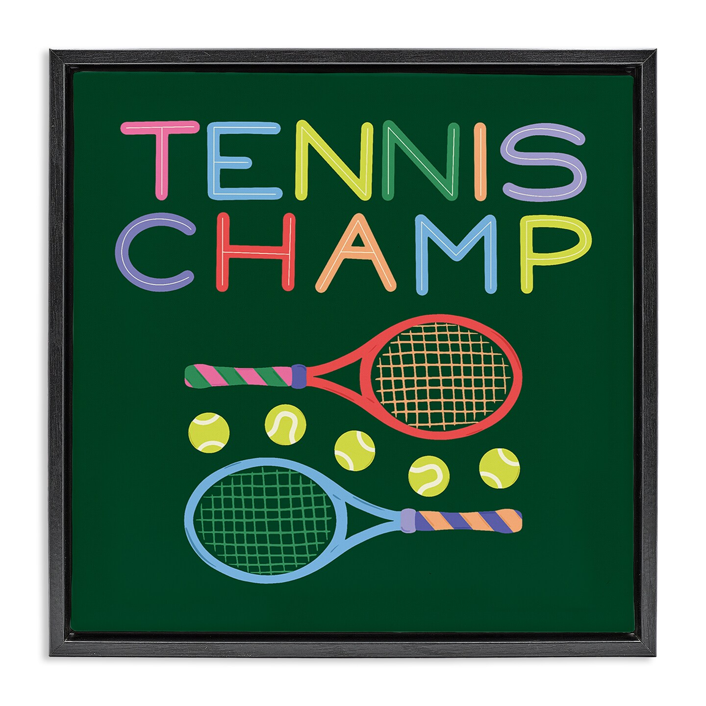 Stupell Industries Tennis Champ Racket & Balls Floating Frame Design by ...