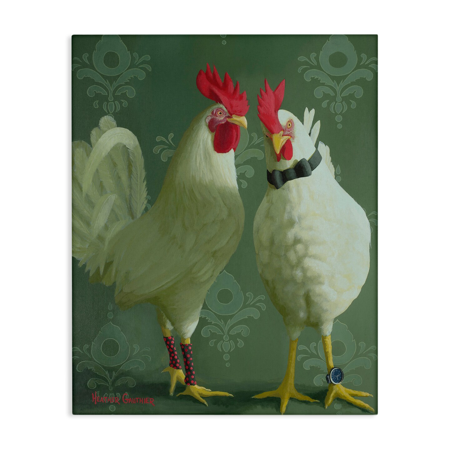 Stupell Industries Stylish Roosters Pair Canvas Design by Heather ...