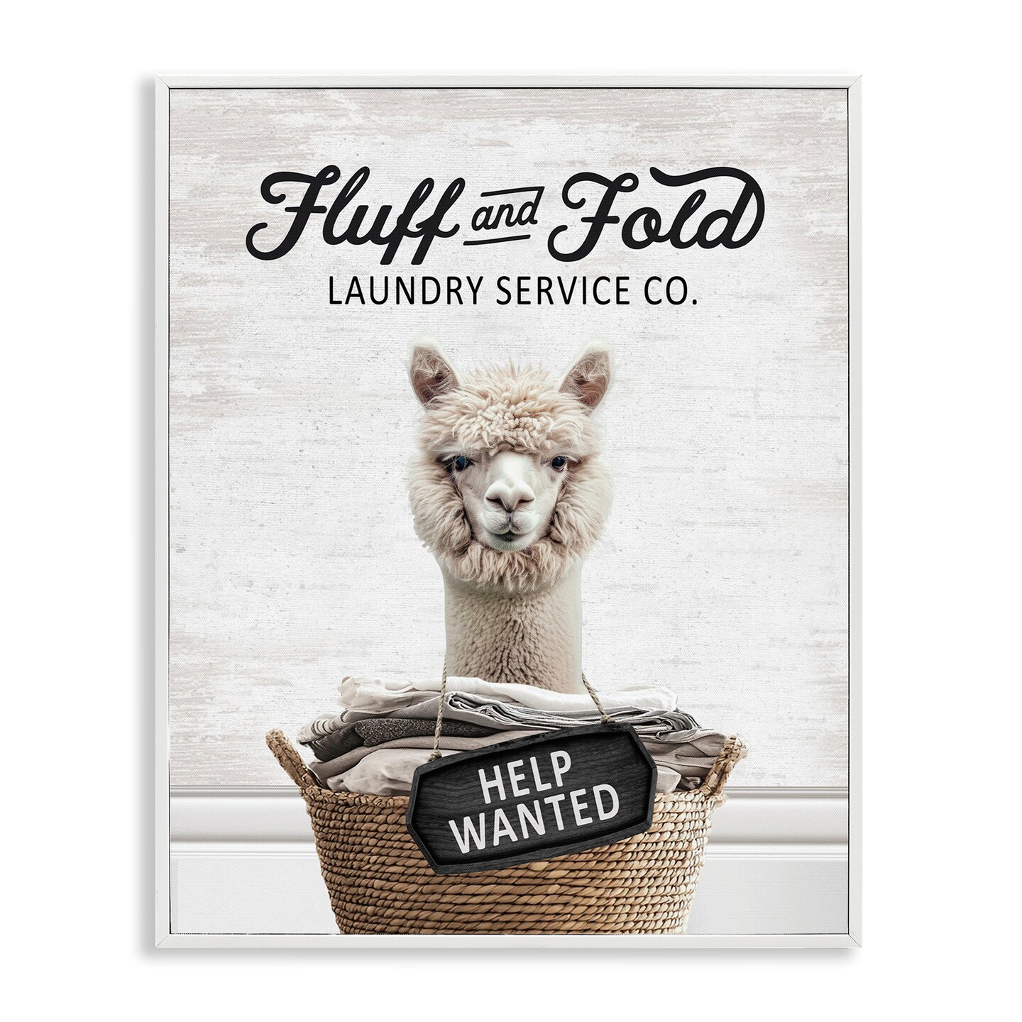 Stupell Industries Fluff & Fold Laundry Alpaca Framed Giclee Design by ...