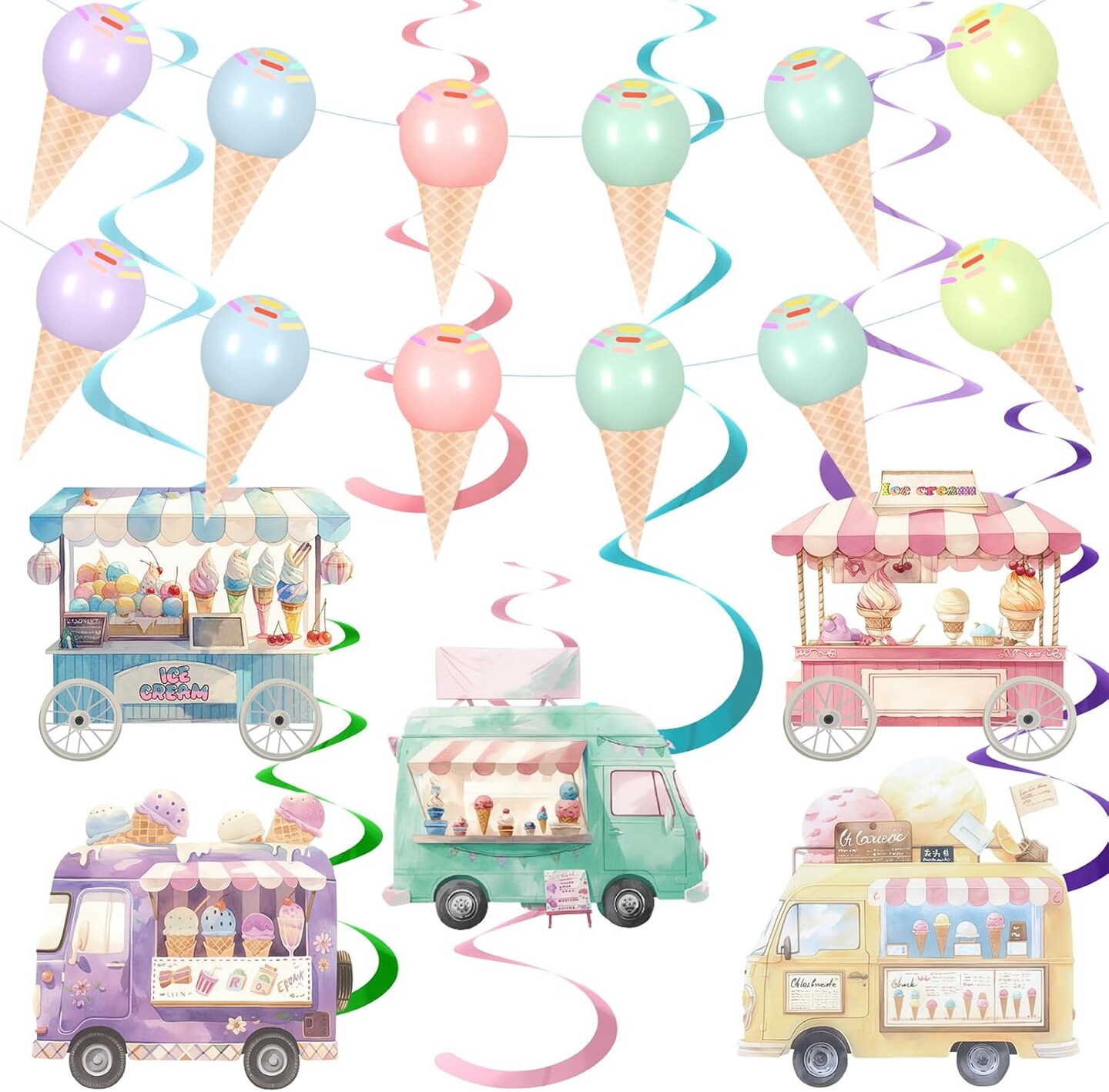 Ice Cream Party Decorations Pastel Ice Cream Banner Summer Party ...