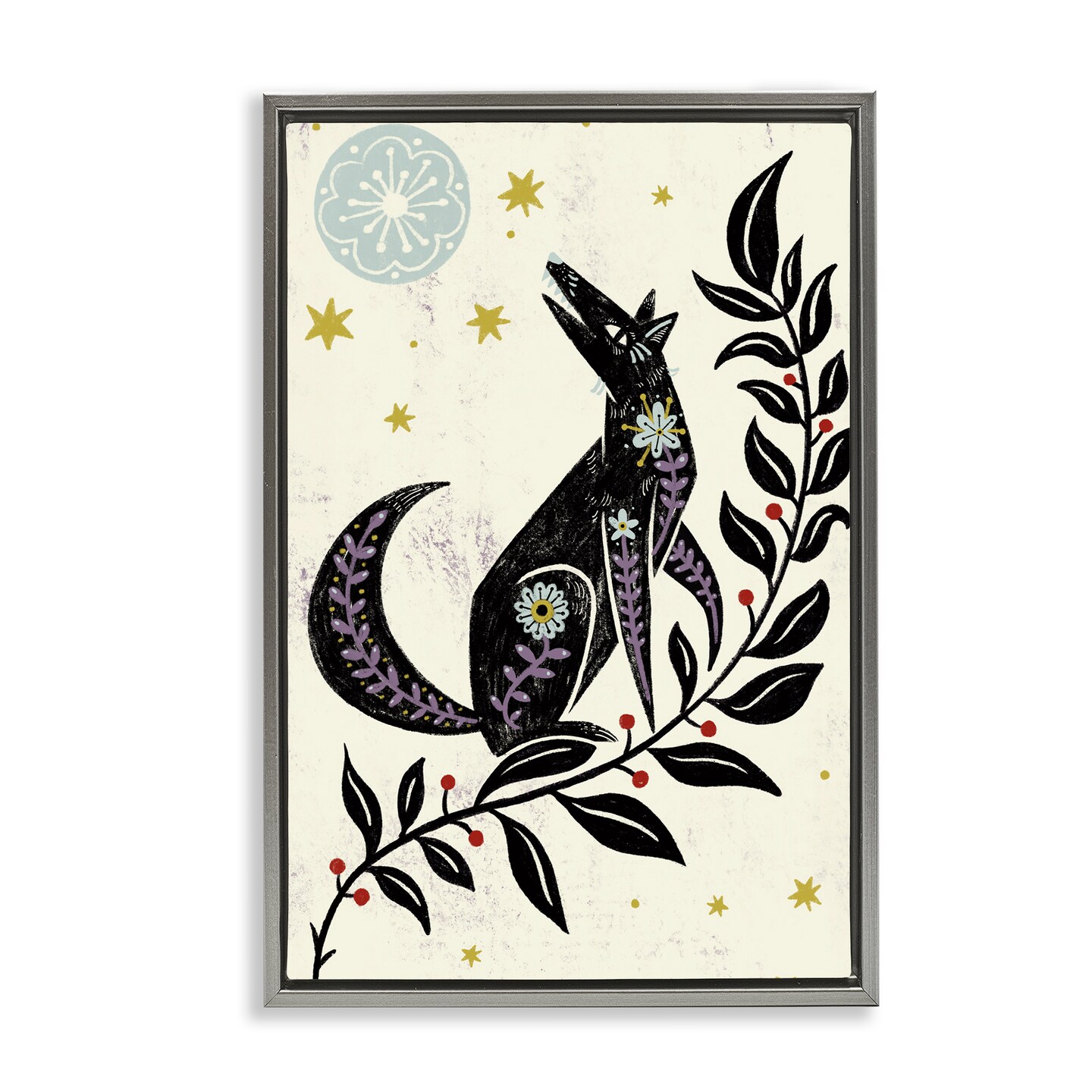 Stupell Industries Howling Winter Wolf Floating Frame Design by Hannah ...