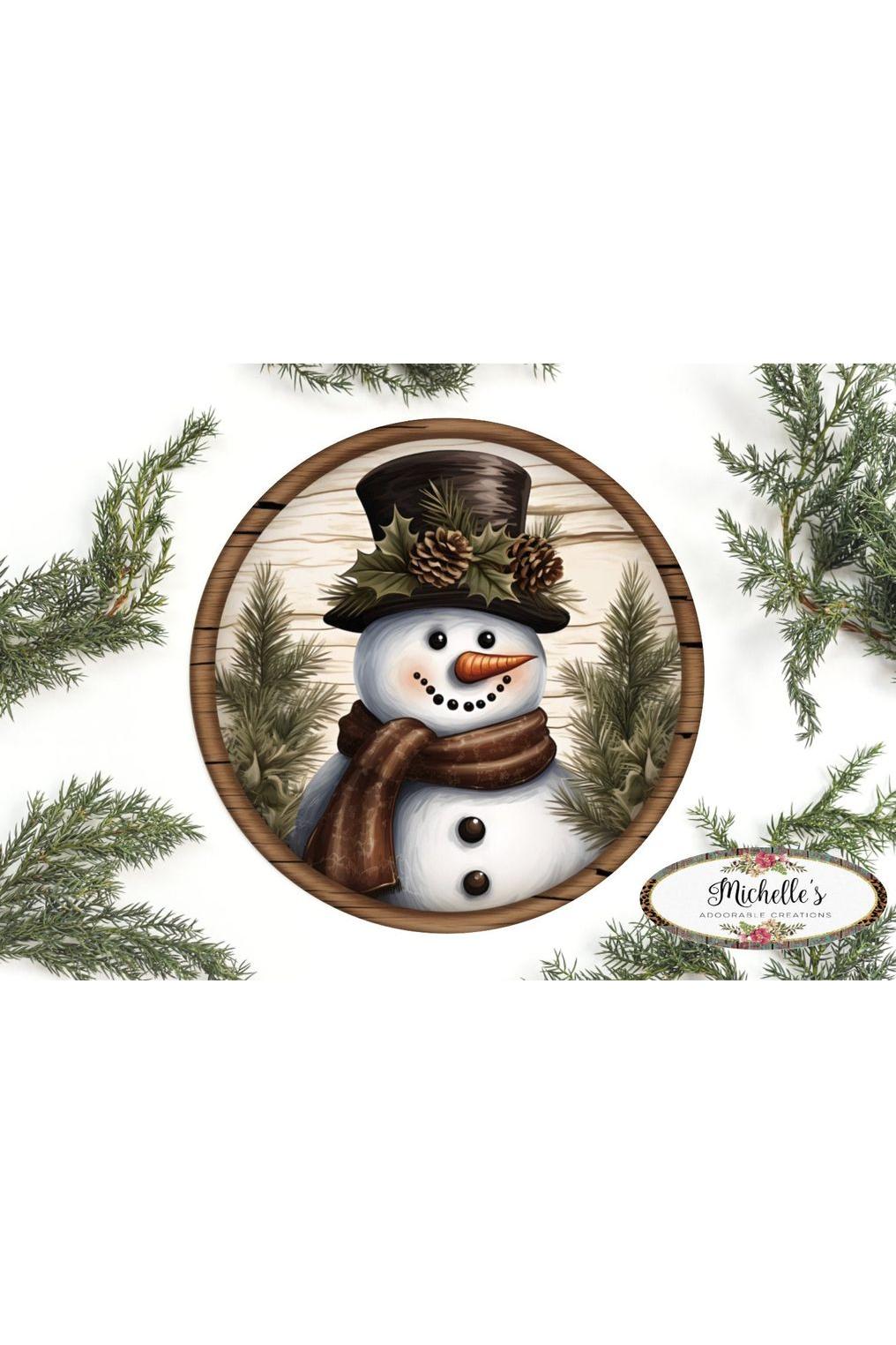 Rustic Wood Snowman Round Sign Ornament | Michaels