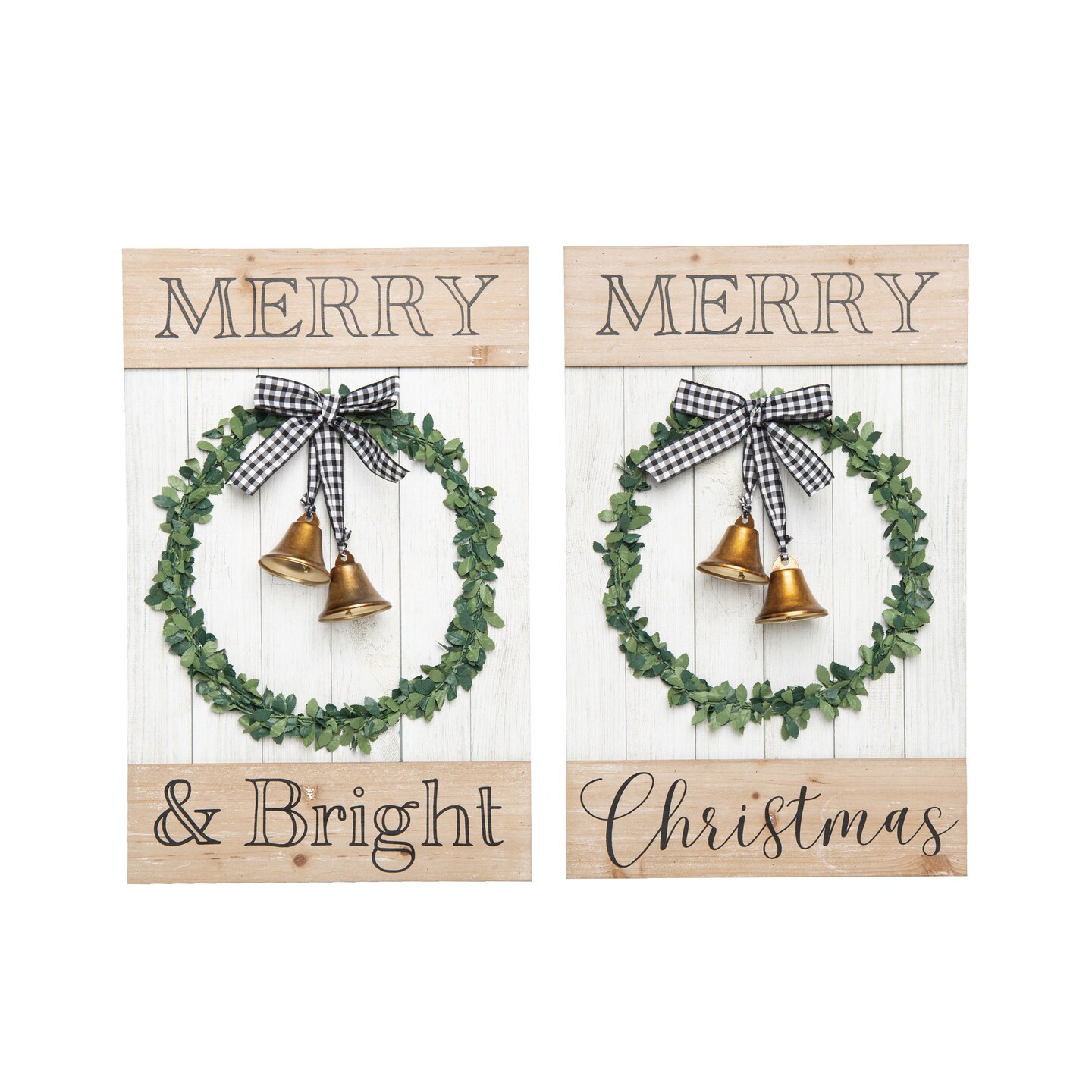 MDF Holiday Slat Decor with Bell Set of 2 Christmas Decor | Michaels