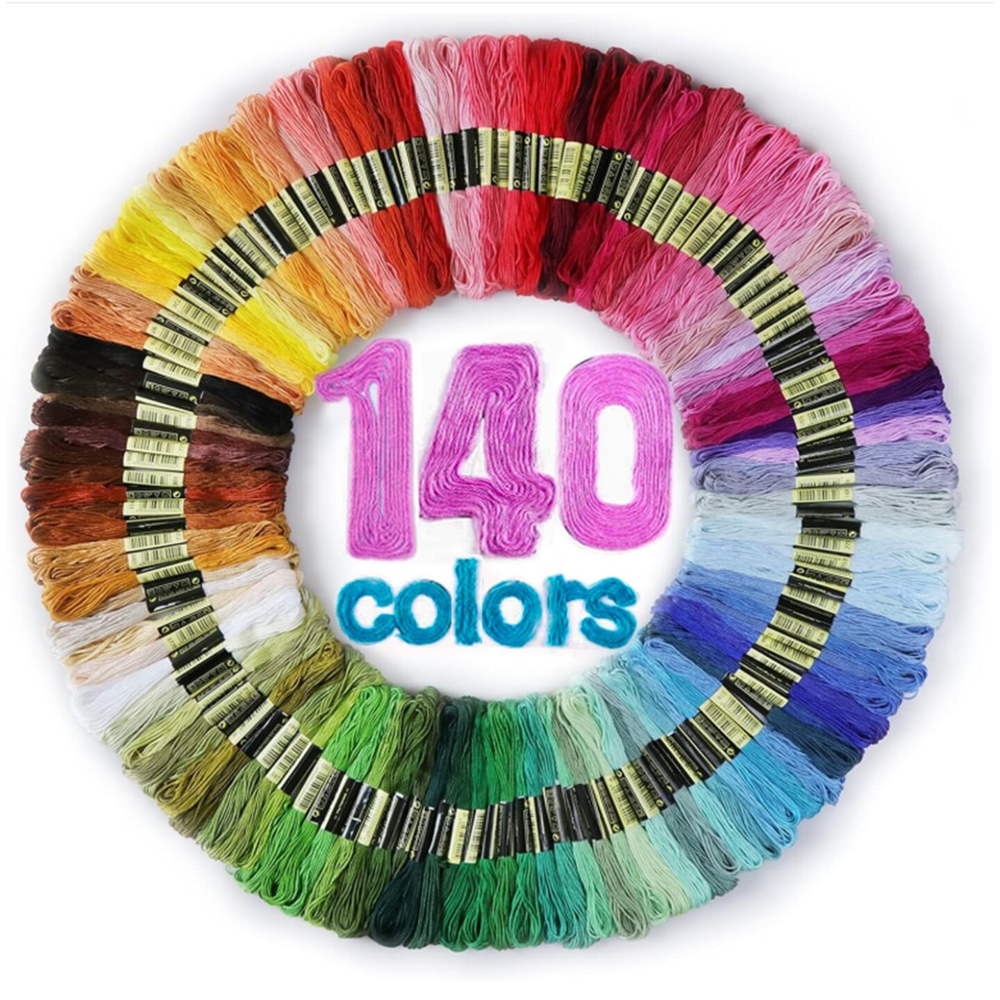 Embroidery Thread Floss 140 Colors Skeins Friendship Bracelet String ...