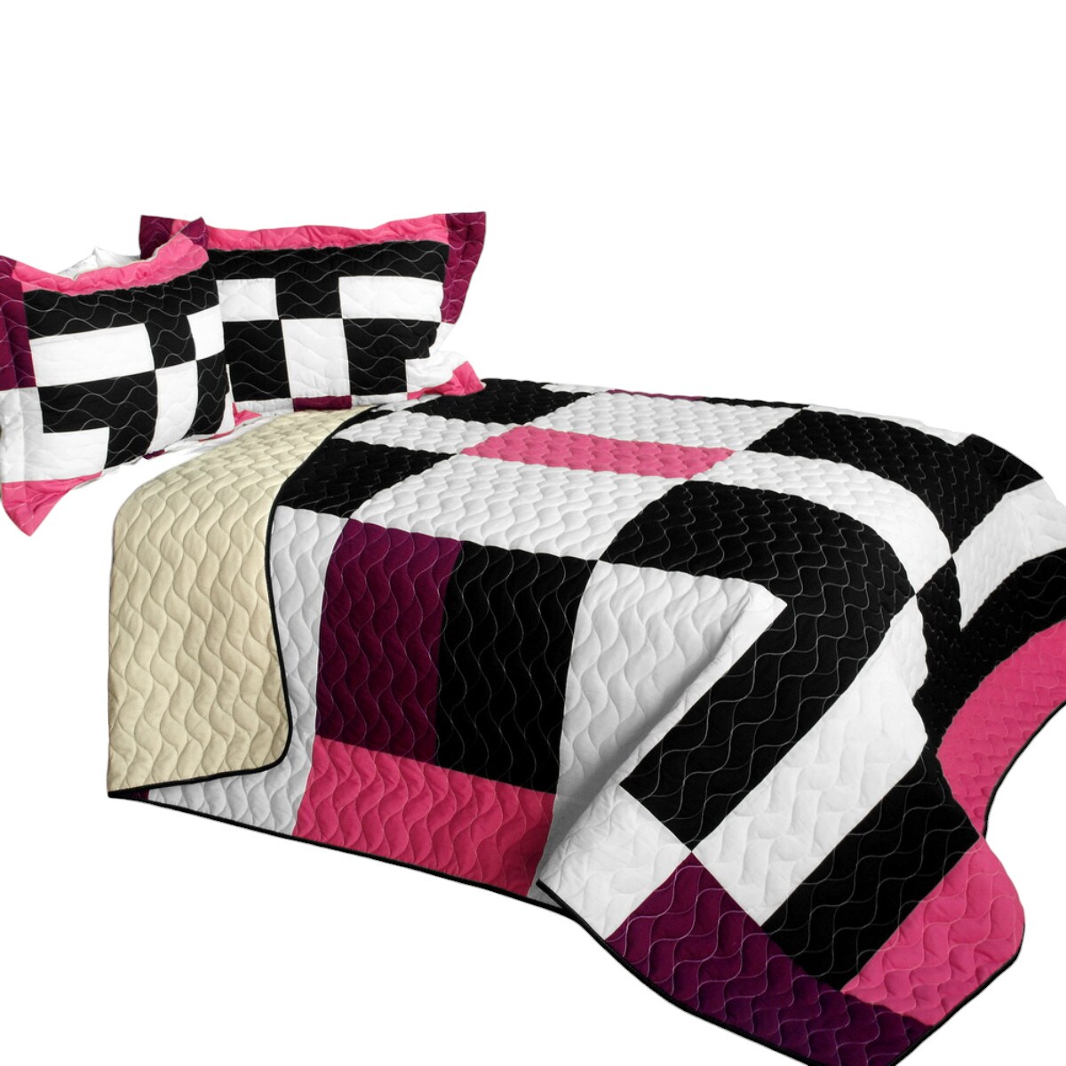 Full/Queen Patchwork Quilt Set 3PC Handmade Reversible TC Fabric | Michaels