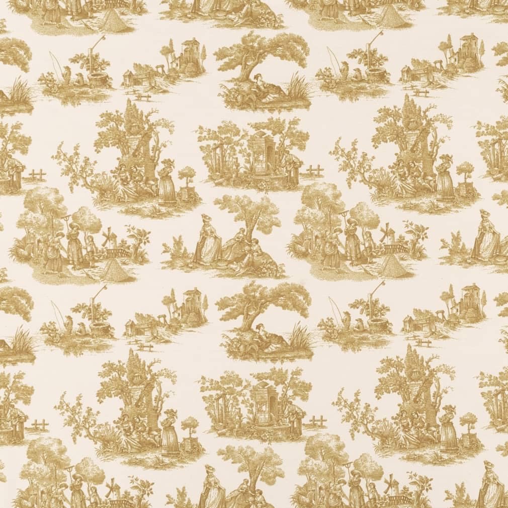 Yellow Toile Print Upholstery Fabric by The Yard - SKU: Washburn ...