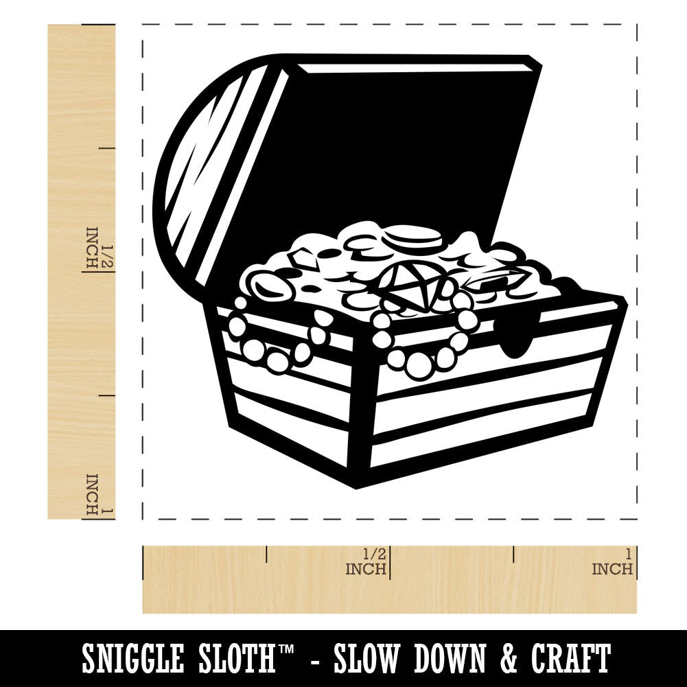 Open Treasure Chest with Gold Pirate Booty Self-Inking Rubber Stamp Ink ...