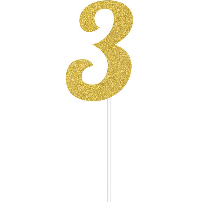 Gold Glitter #3 Cake Topper | Michaels