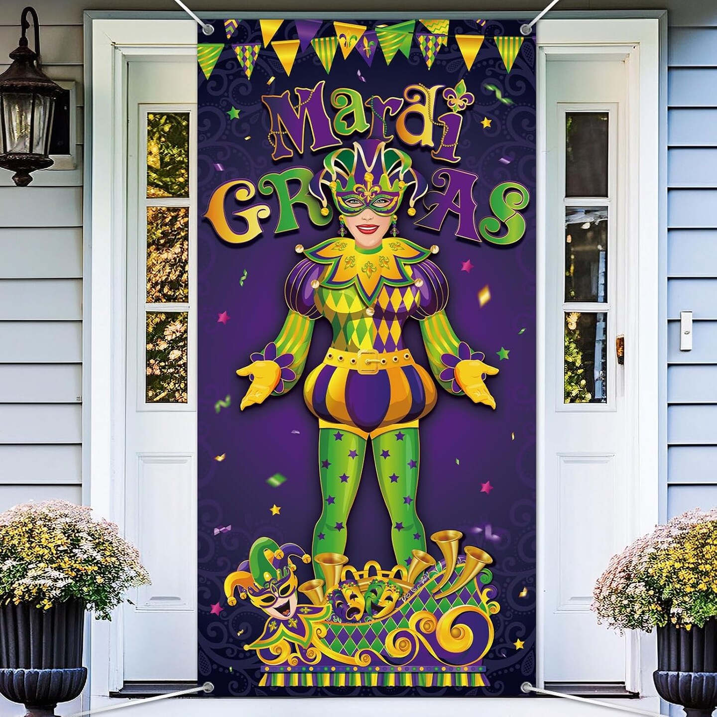 Mardi Gras Door Cover Decorations 3 x 6 ft Mardi Gras Door Banner ...