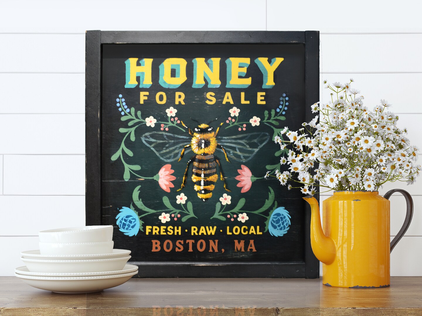 Spring Decor, Personalized Honey Sign, Honey Bee Decor, Bee Wall Art ...