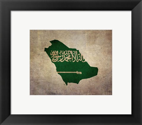 Framed Art Map with Flag Overlay Saudi Arabia Wall Decor 18x24 Artwork ...