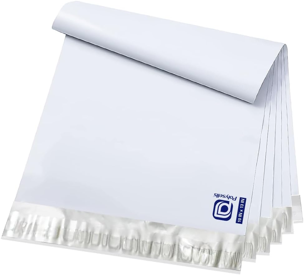 100 pcs 10x13 Inches White x Silver Poly Mailers Shipping Envelopes ...