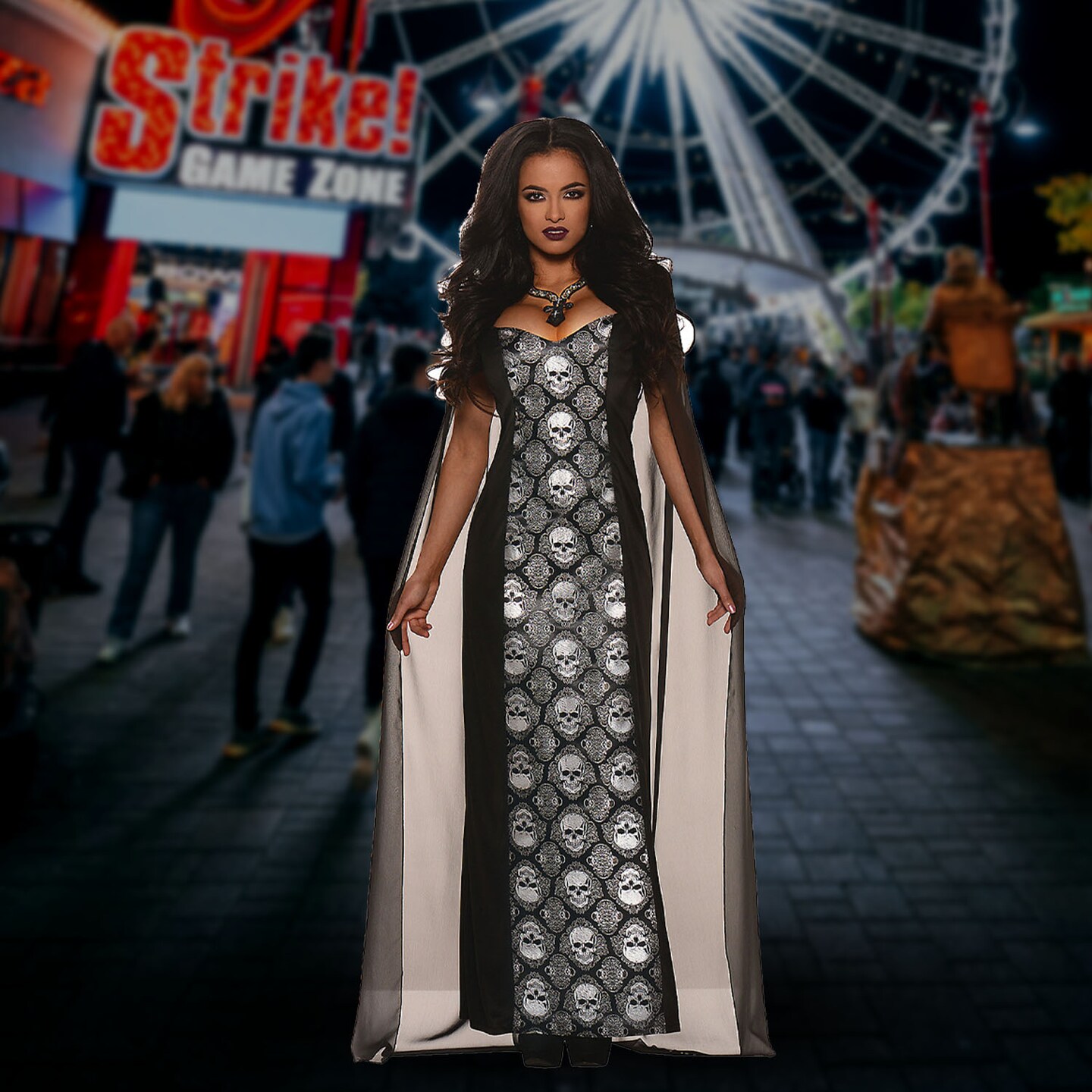 Women’s Mortalia Skull Trim Gothic Long Dress Costume | Michaels