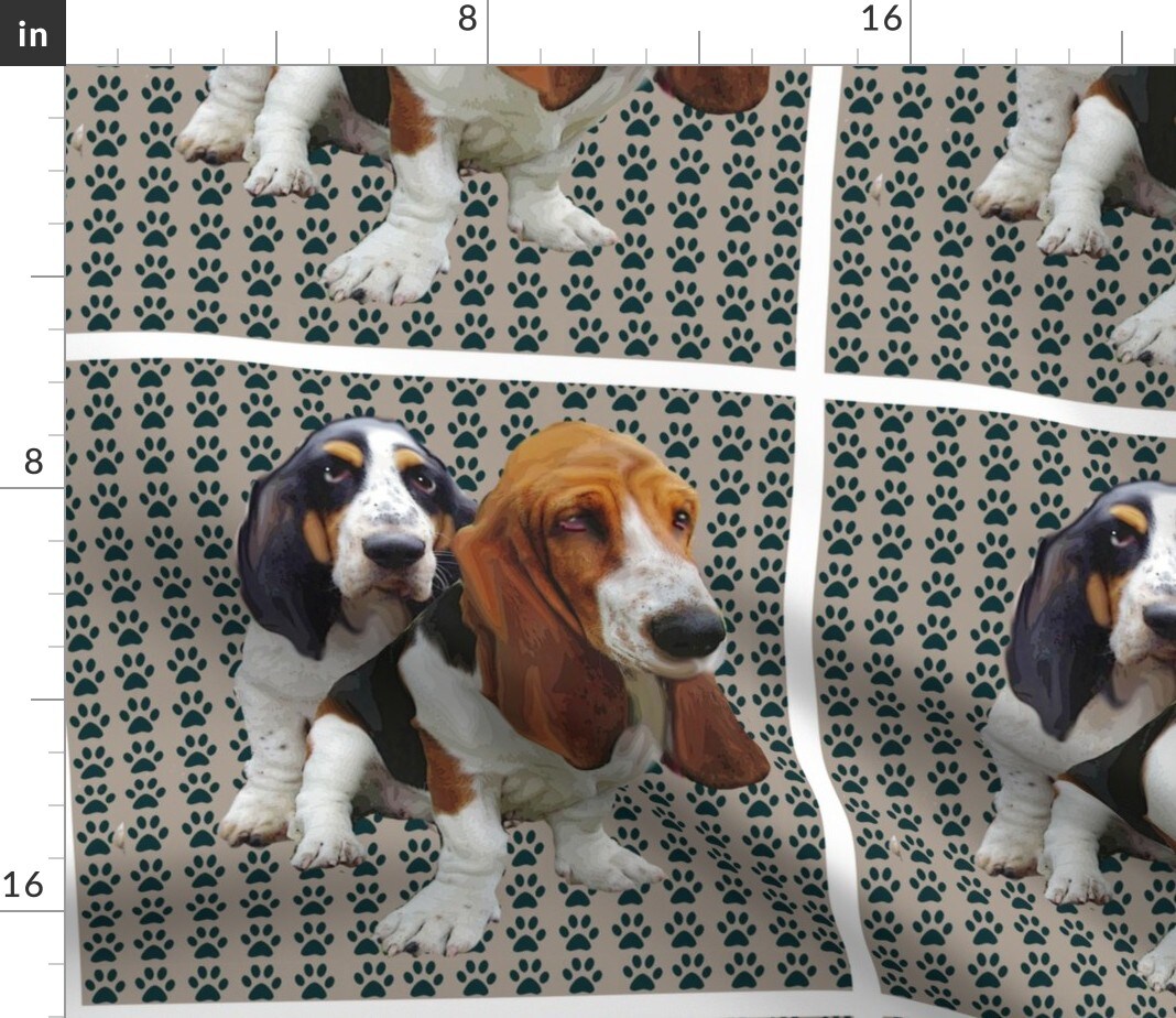 Basset Hound Dog Breed Animals Pets Puppy Dogs Custom Printed Fabric by ...