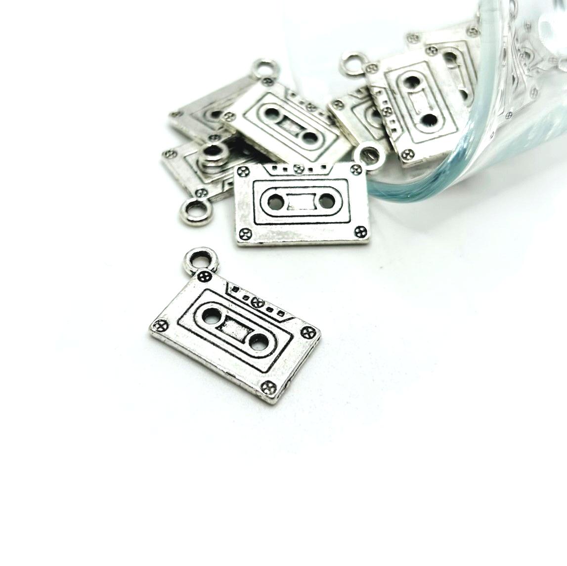 Silver Cassette 3D Charms, 27x13mm | Michaels