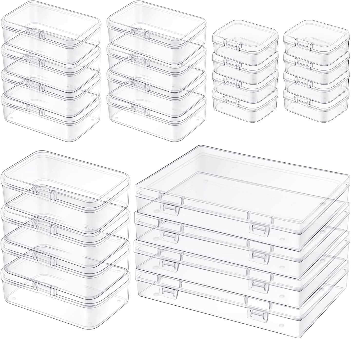 24-Pack Small Plastic Storage Containers with Hinged Lids – Clear Mini ...