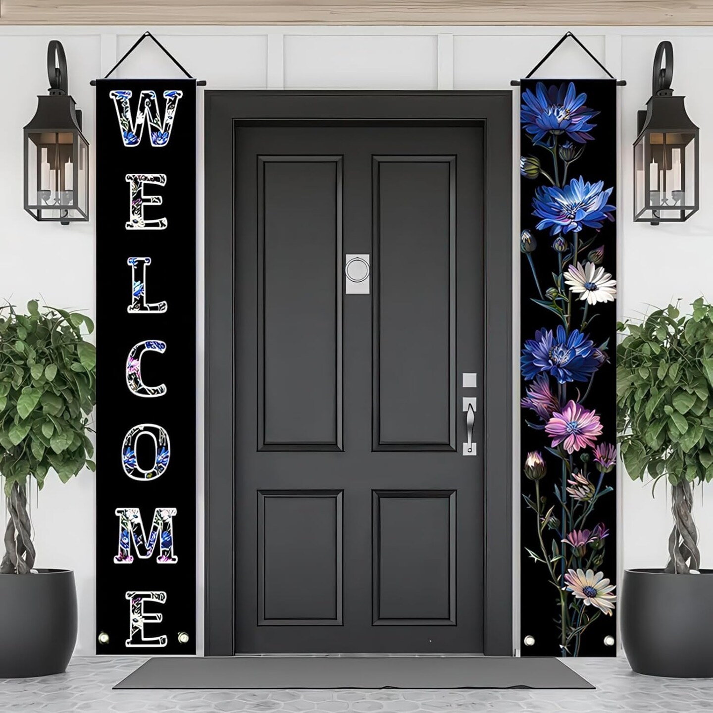 2pcs Welcome Summer Door Banner Colorful Daisy Porch Banners Sign ...