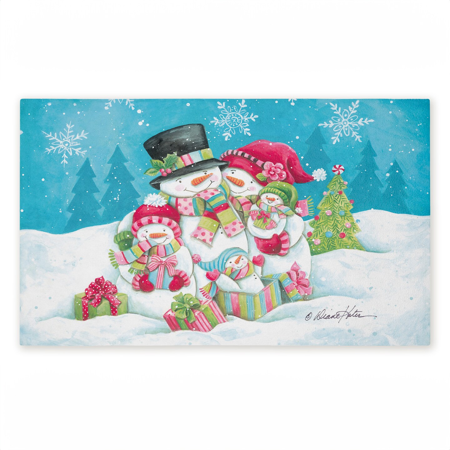 Stupell Industries Vintage Snowman Family Printed Outdoor Door Mat ...