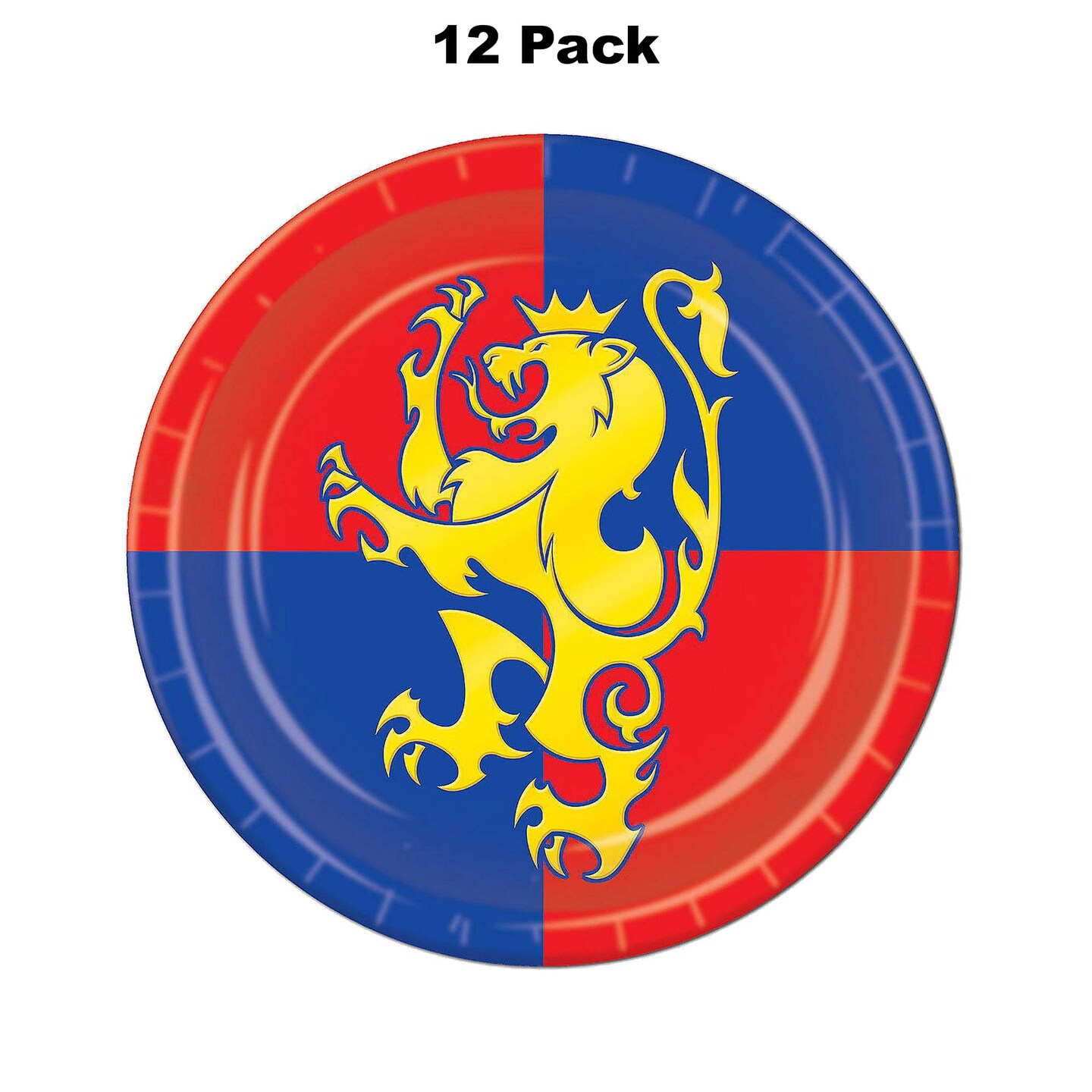 12 Pack 7" Medieval Party Plates Royal Knight Theme Disposable ...