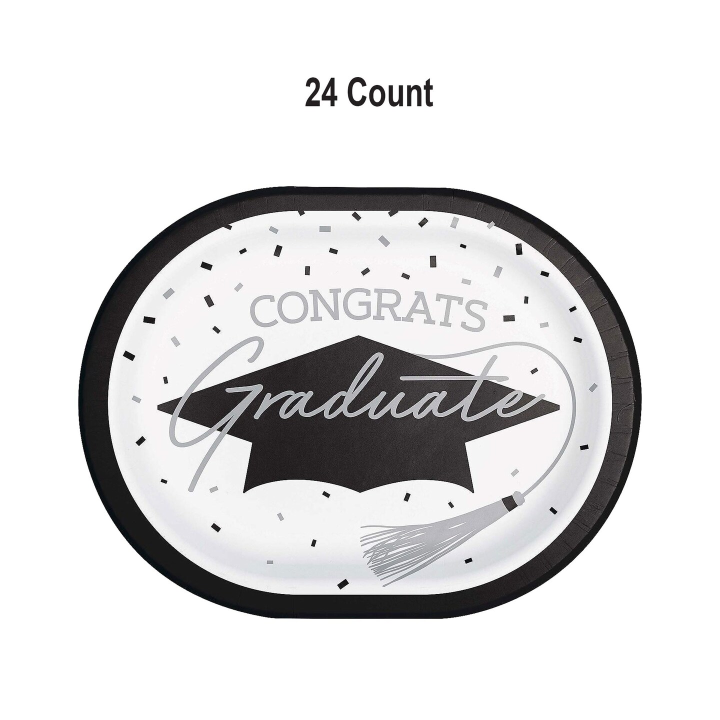 9.25" x 12" School Spirit White Graduation Oval Paper Platters Durable ...