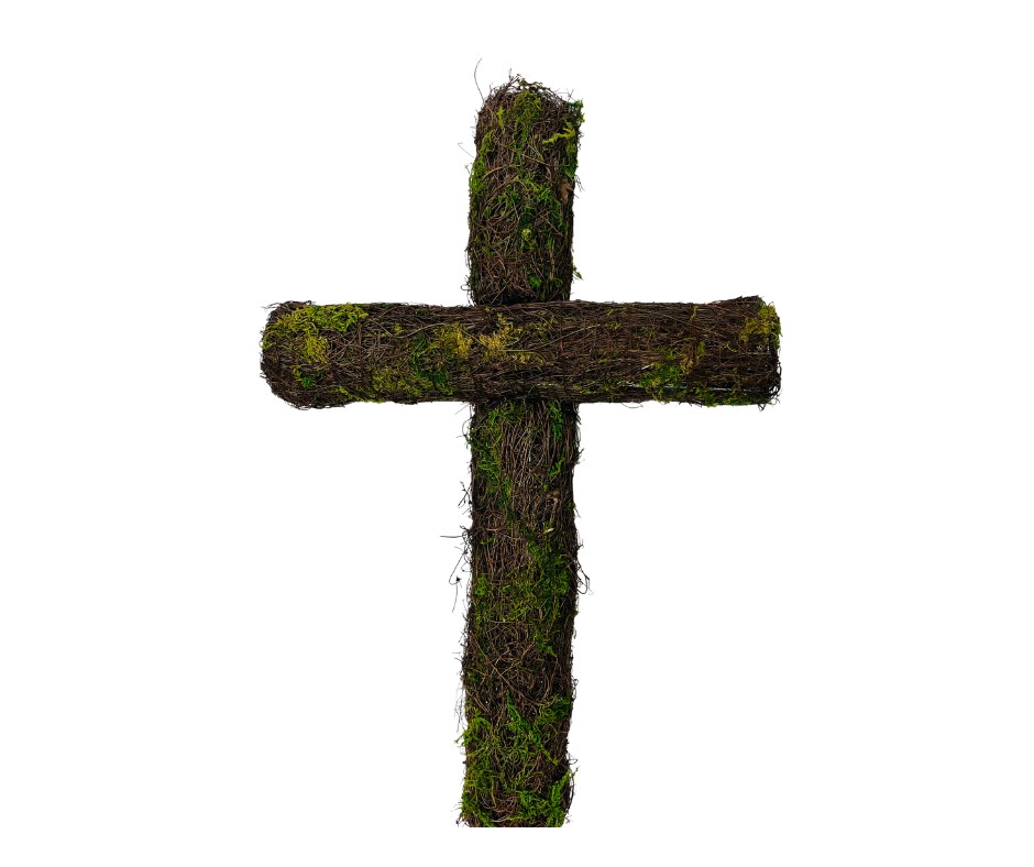 24" Angel Vine Moss Cross – Rustic Wall Décor for Religious Events or ...