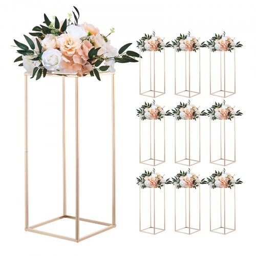 Gold Metal Floral Display Stand 10PCS, Rectangular Cube Wedding Decor ...