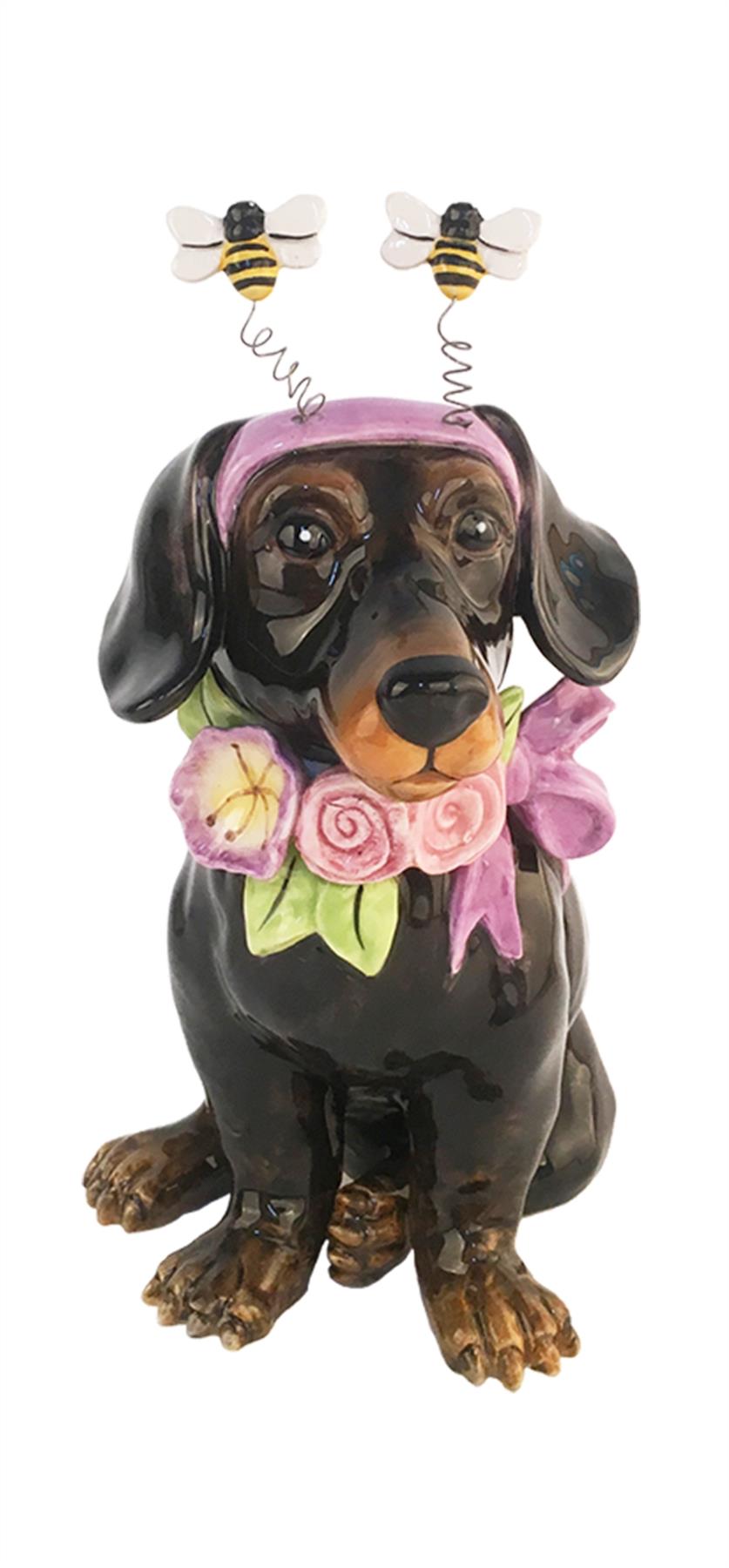 Blue Sky Clayworks Easter Lab with Bumblebee and Floral Ceramic 9" Dog ...