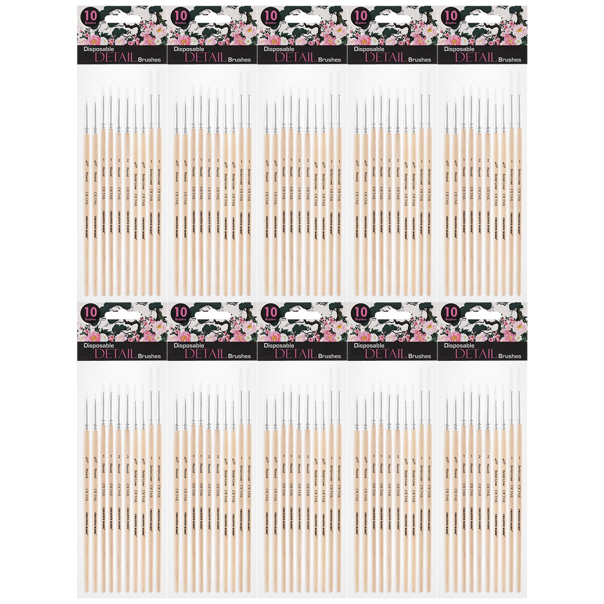 Creative Mark Disposable Detail Brushes - 100 Pack - Disposable Detail ...