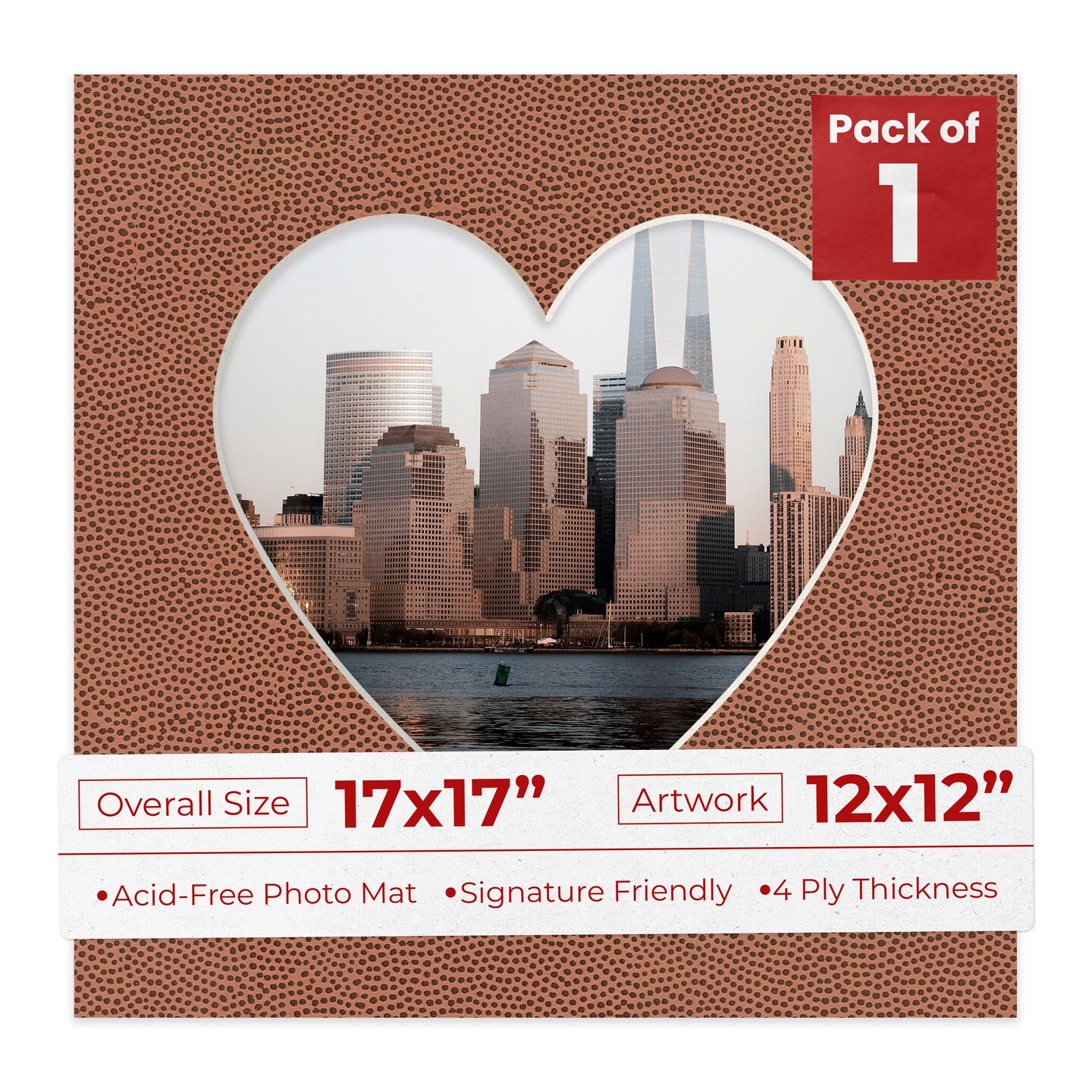 Football Texture Mat Board for 17x17 Frames - Heart Opening for 12x12 ...