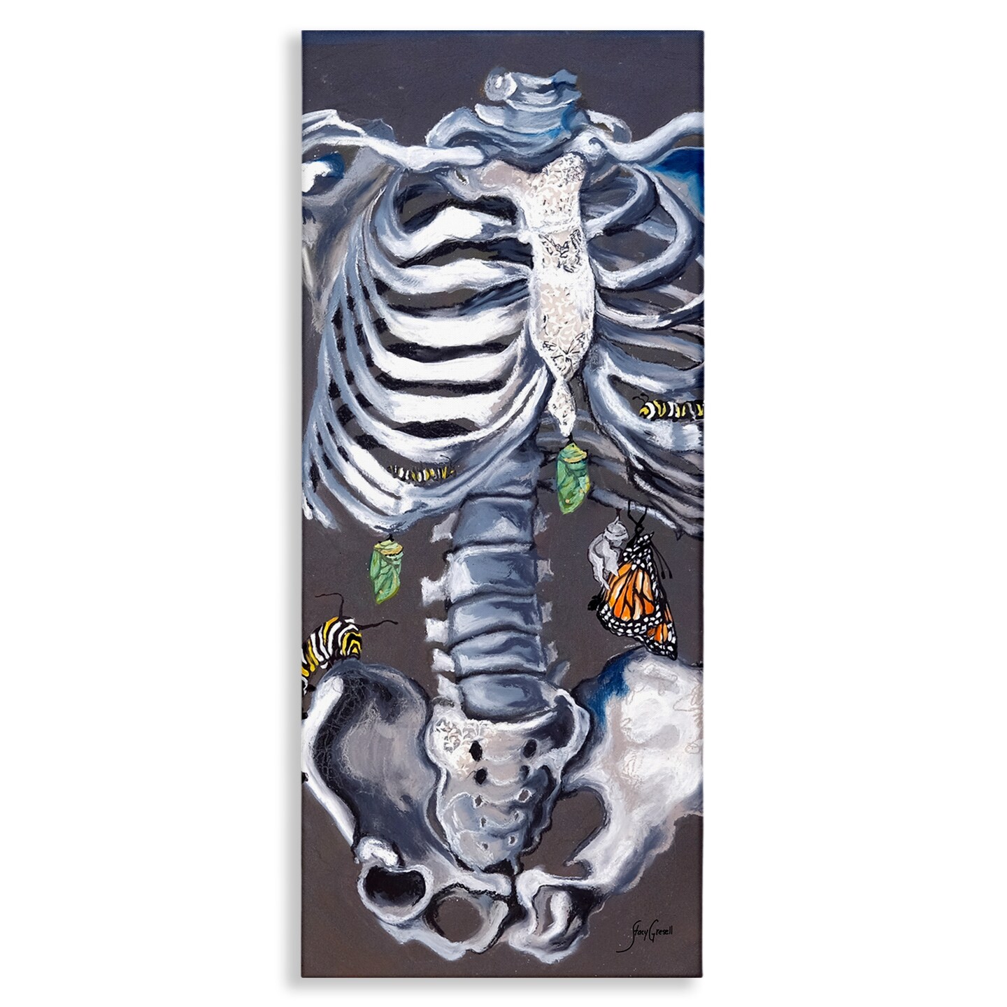 Spooky Skeleton Crawling Insects Bugs Detailed Painting Canvas Art ...