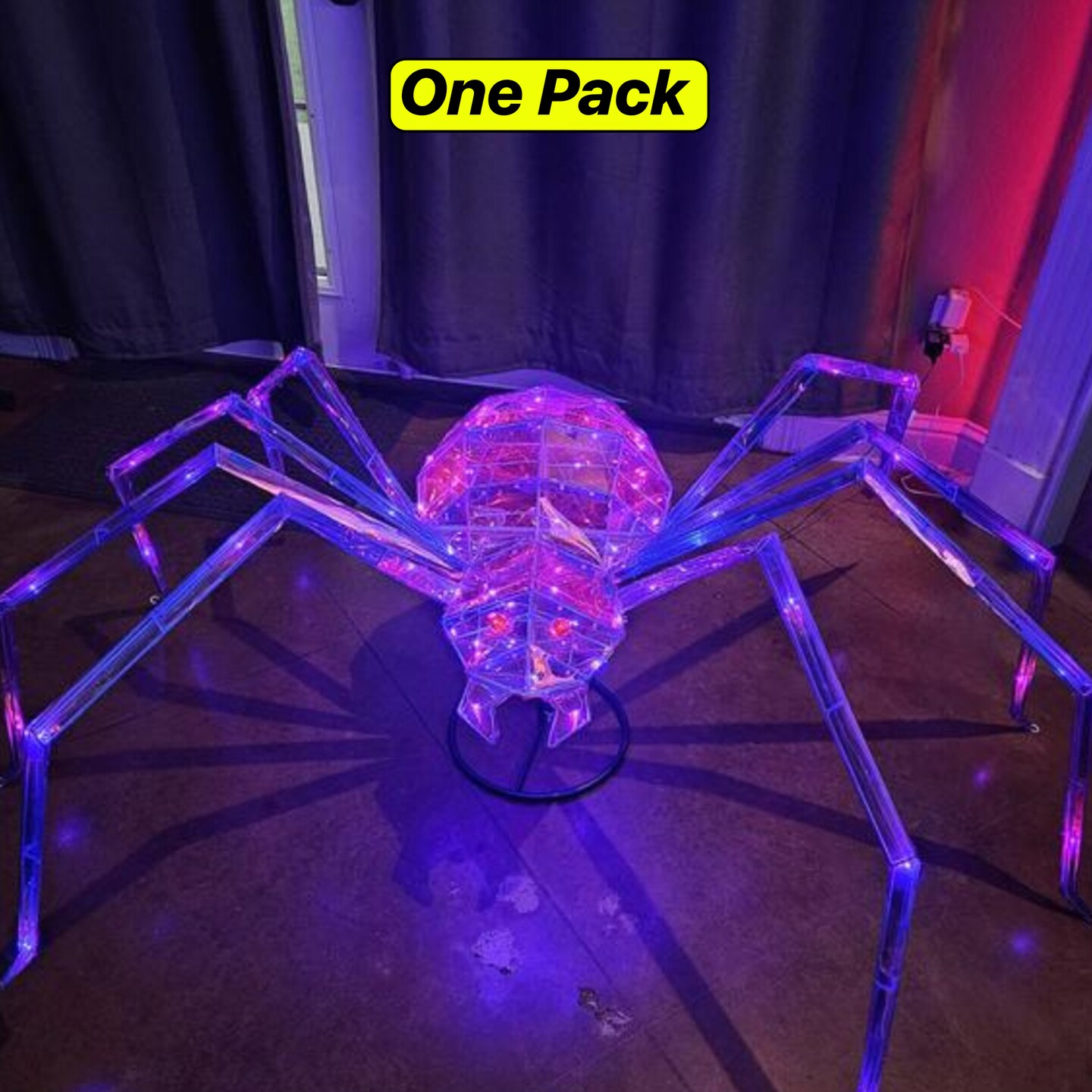Pre-Lit Prismatic Spider Decoration with 120 Purple LED Lights | 5.5 Ft ...