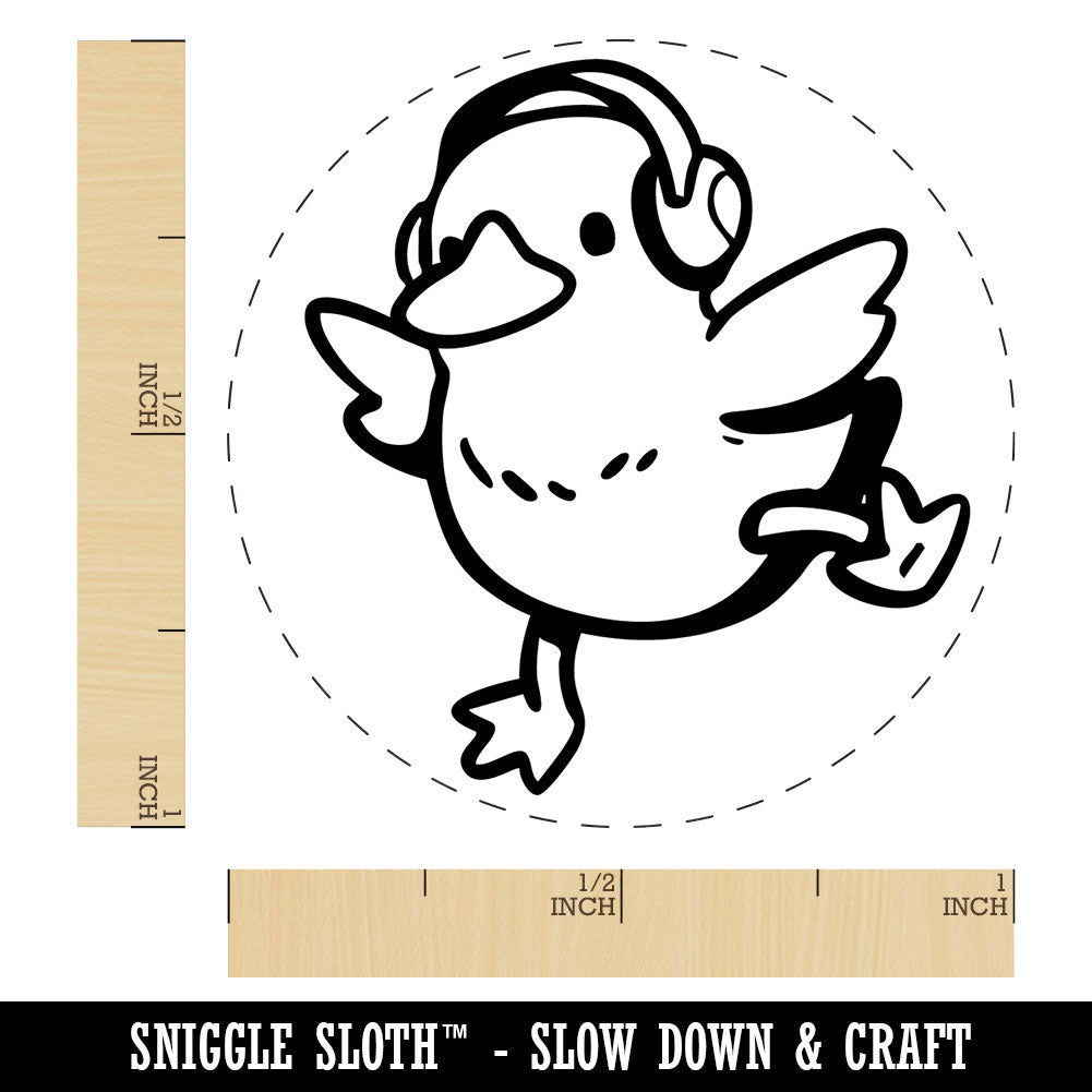 Cute Duck Dancing to Headphone Music Self-Inking Rubber Stam Crafting ...