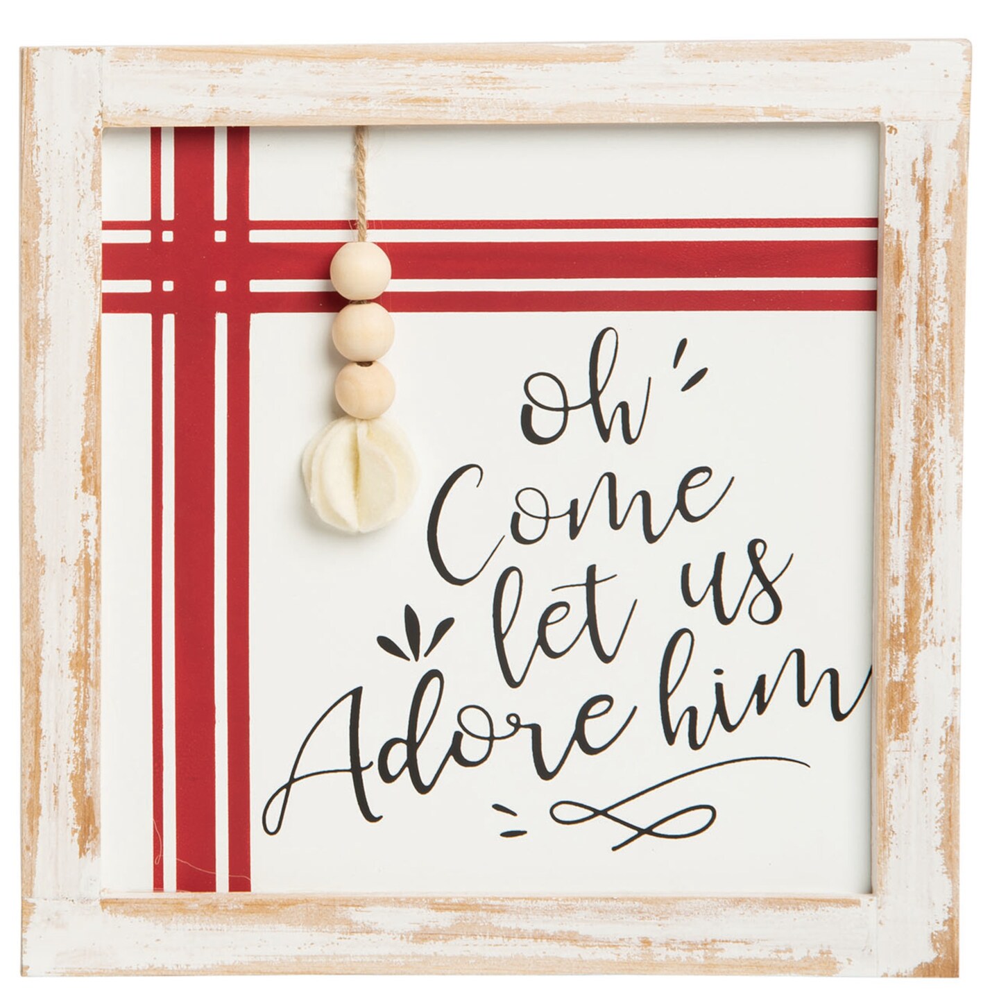 Wood Multicolored Christmas Ticking Stripe Block Decor | Michaels