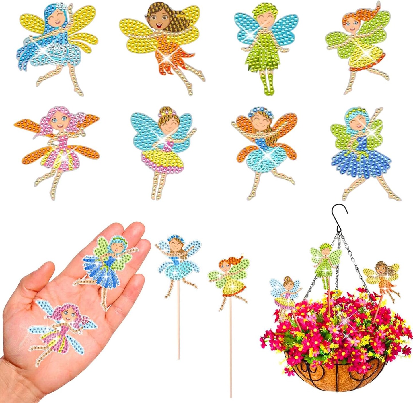 8 Pcs Diamond Painting Kits Decorative Stakes, Diamond Art Kits for ...