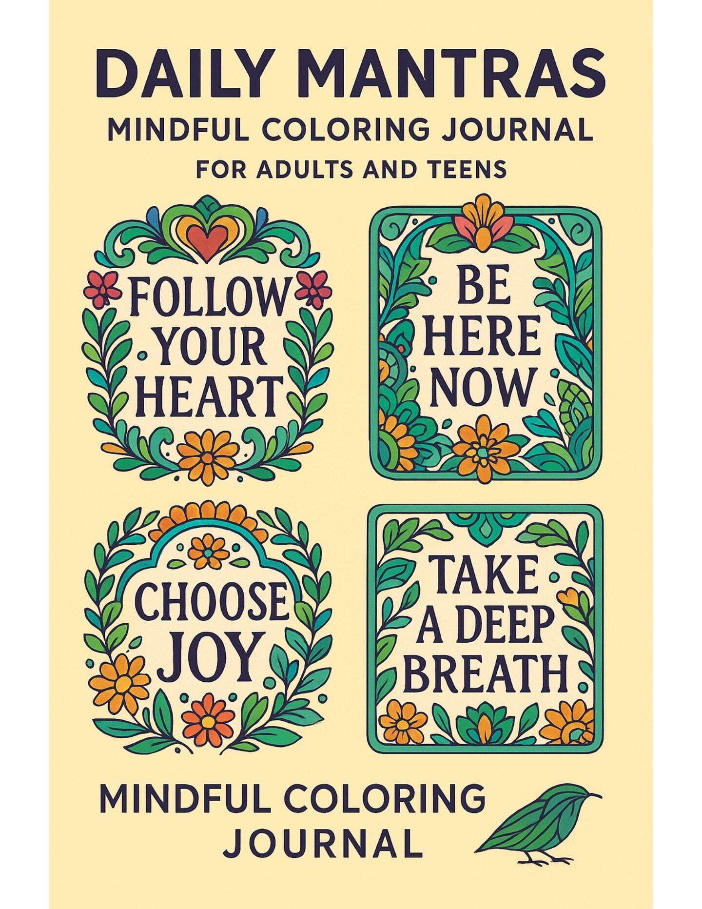 Daily Mantras Mindful Coloring Journal Coloring Sheets For Adults and ...