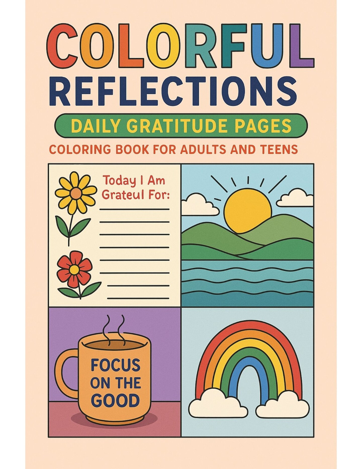 Colorful Reflections Daily Gratitude Coloring Sheets For Adults and ...