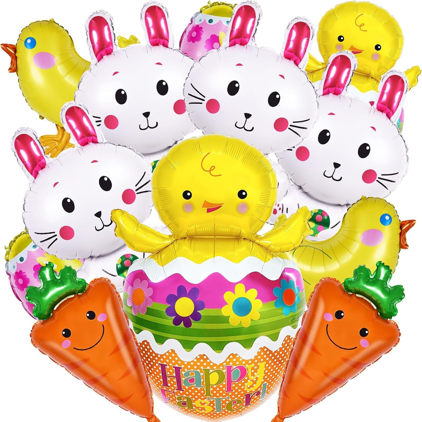 12pcs Easter Balloons, Foil Balloons Set for Easter Decorations, Bunny ...