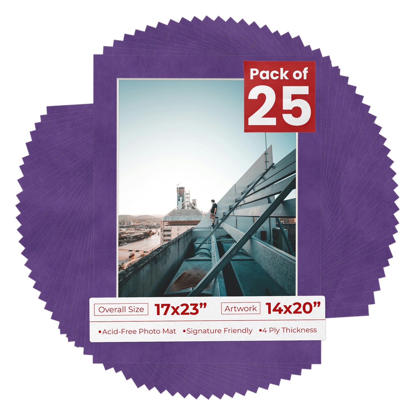 Purple Suede Mat Board for 17x23 Frames - Fits 14x20 Photos, Color ...