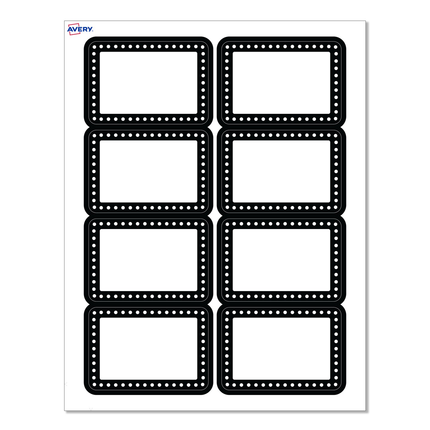 Avery® Printable Rectangle Adhesive Name Tags, Black & White Polka Dots ...