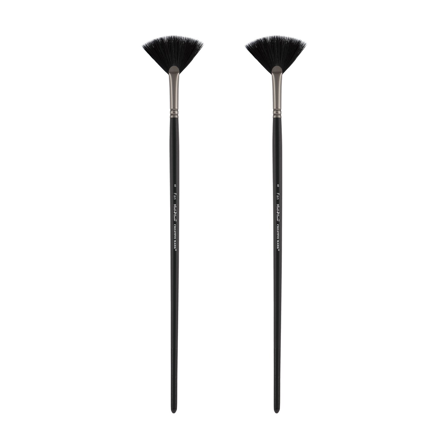 Black Swan Synthetic Red Sable Paint Brushes Fan Sets of 2 - Professional Quality Long Handle ...