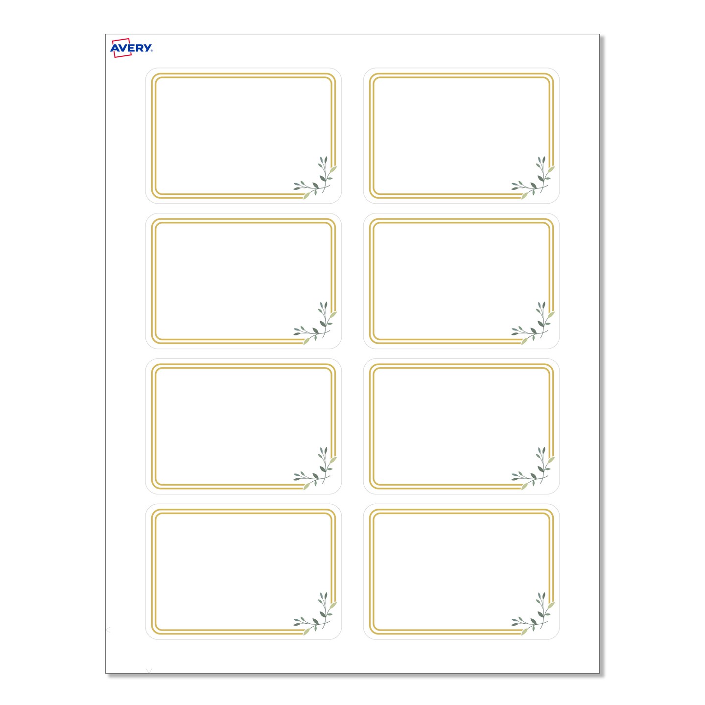 Avery® Printable Rectangle Adhesive Name Tags, Double Gold Border with ...