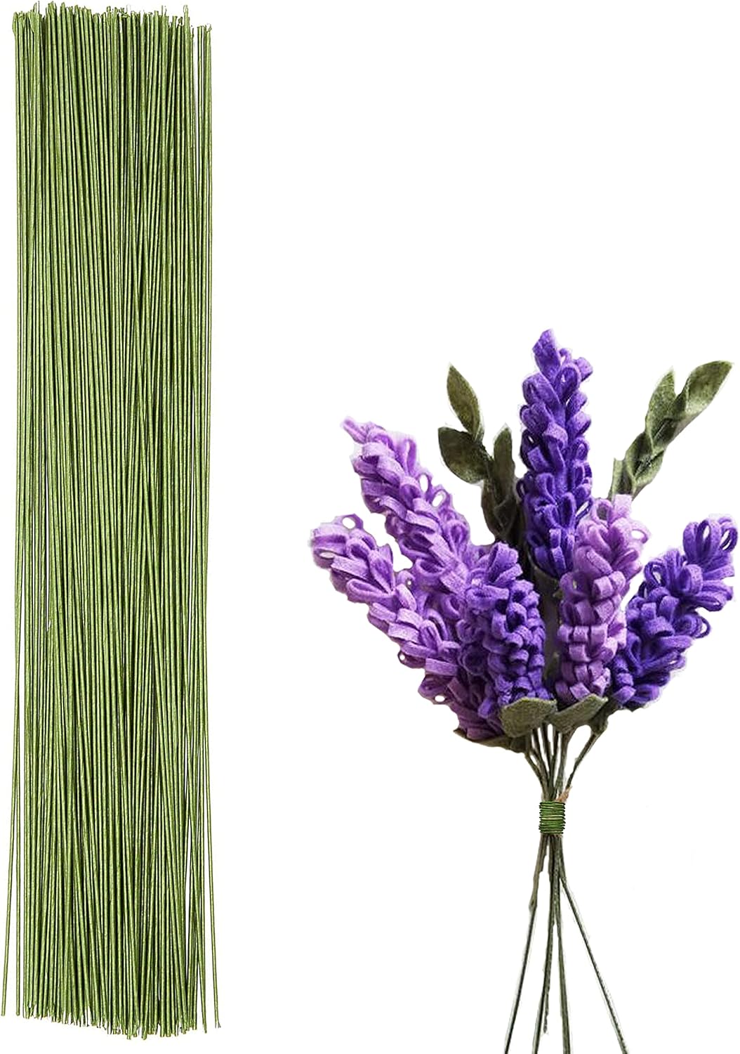 Floral Wire 50pcs 18 Gauge Flower Stems Green Fake Floral Stems Wire ...
