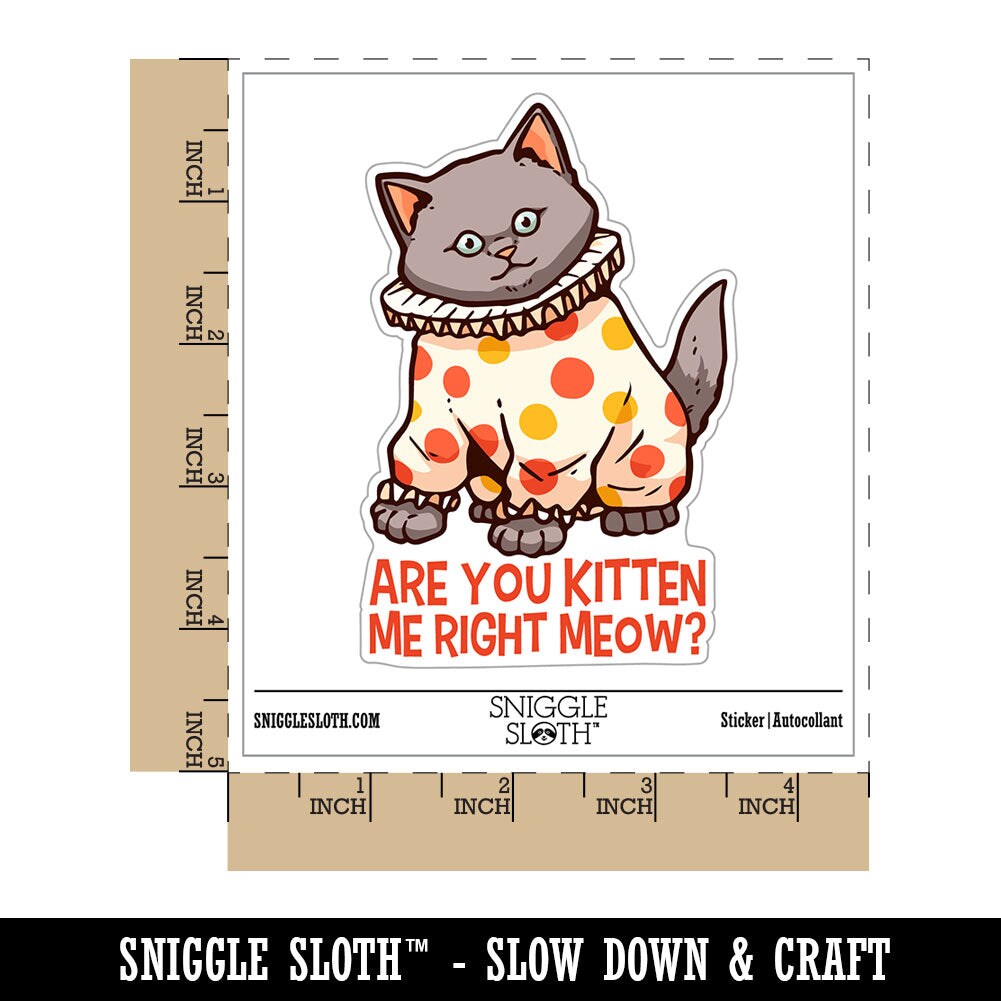 Water Bottle Sticker Set Are You Kitten Me Right Meow Clown Cat Cute ...