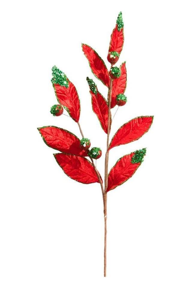 24" Green and Red Velvet Glitter Lead Stem | Michaels