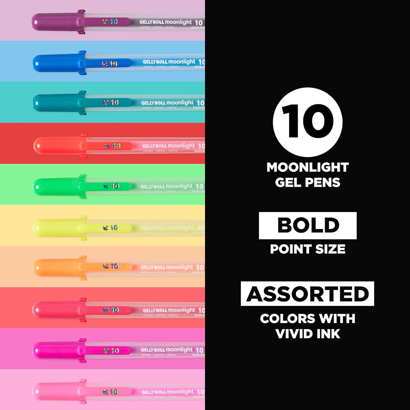 10-Piece Gelly Roll Moonlight Gel Pens, Bold Point, Assorted Bright ...