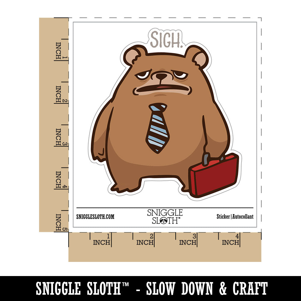 Water Bottle Sticker Set Burnout Business Bear Sigh Sad Tired Cute ...