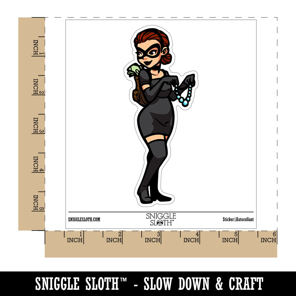 Water Bottle Sticker Set Cat Burglar Thief Woman Stealing Necklace Cute ...