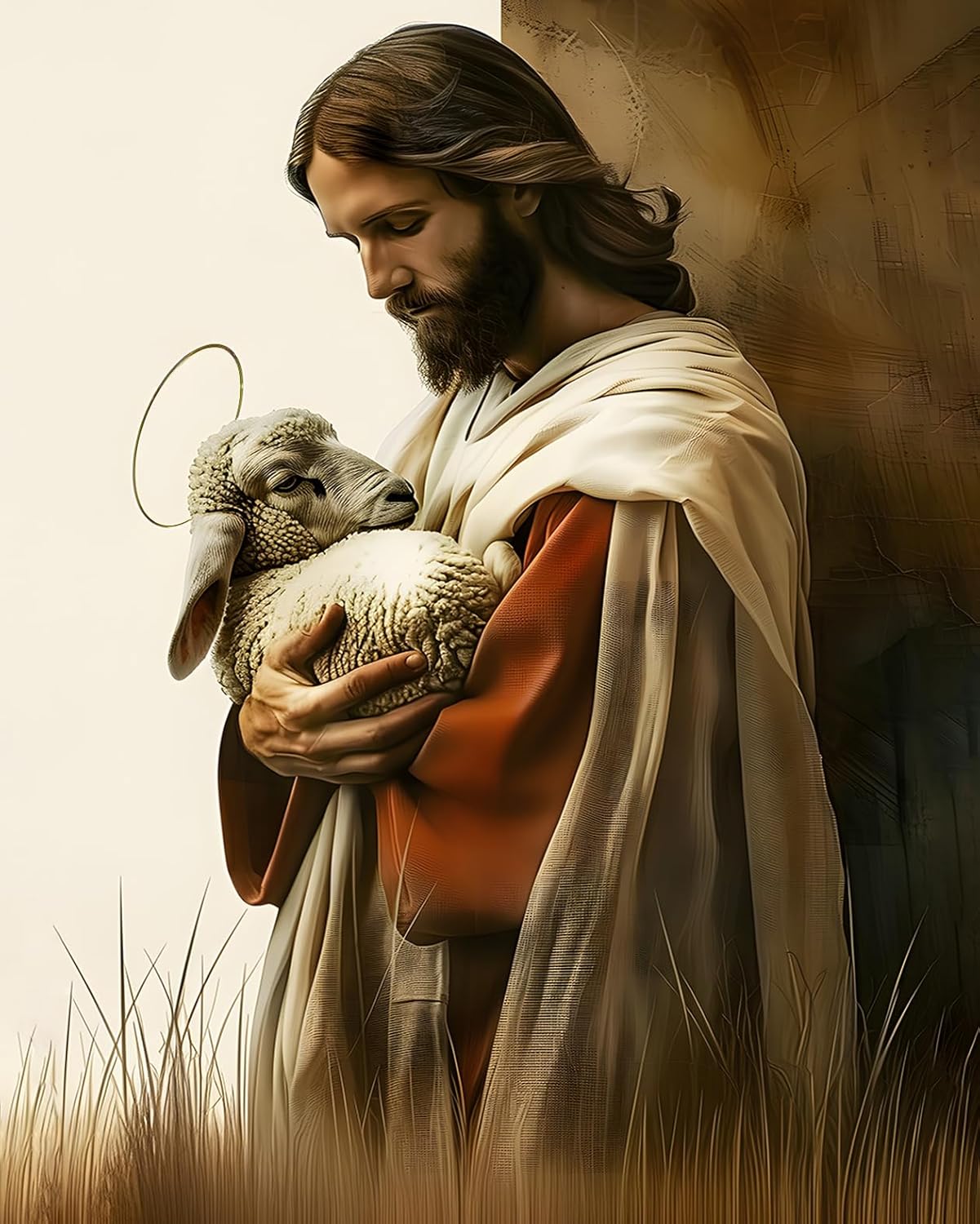 Paint by Number for Adult, Jesus Paint by Numbers, Jesus Holding a Lamb ...